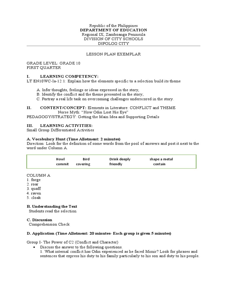 Lesson Exemplar For Grade 10-1st Quarter | PDF | Attitude (Psychology ...