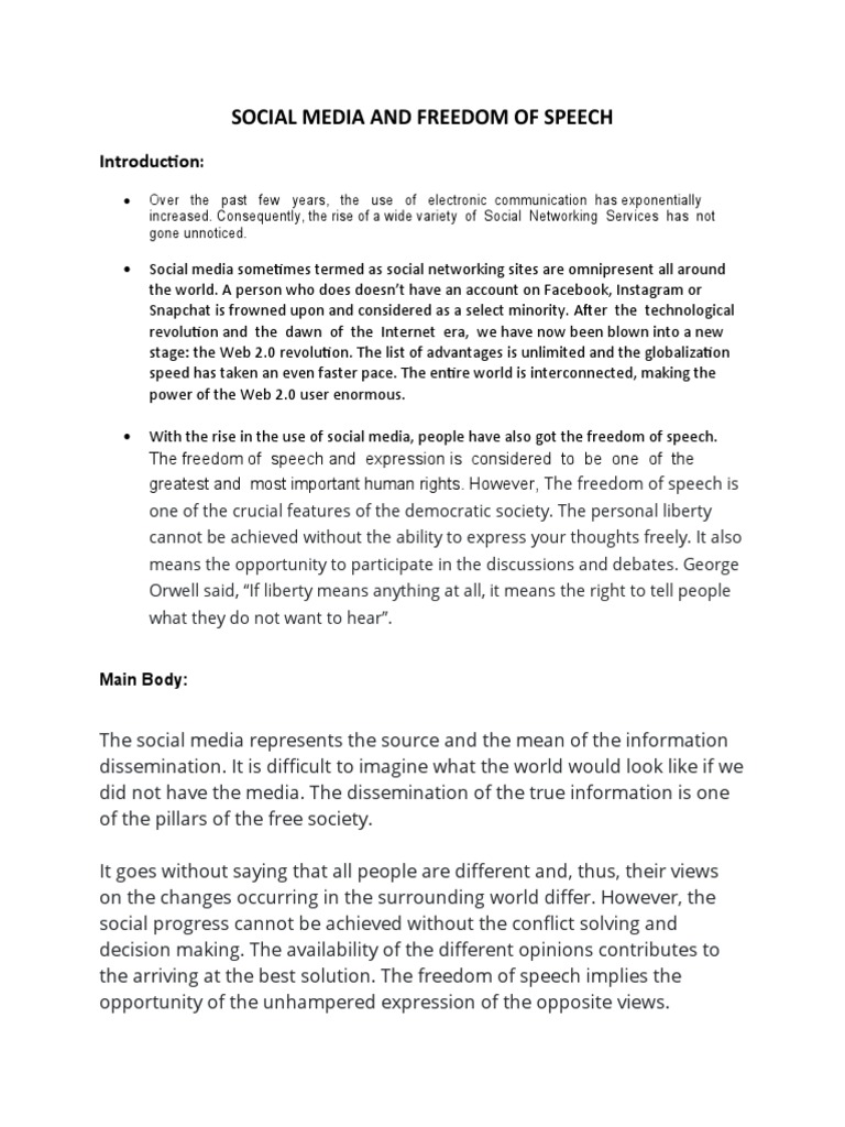 Social Media and Freedom of Speech | PDF | Freedom Of Speech | Social Media
