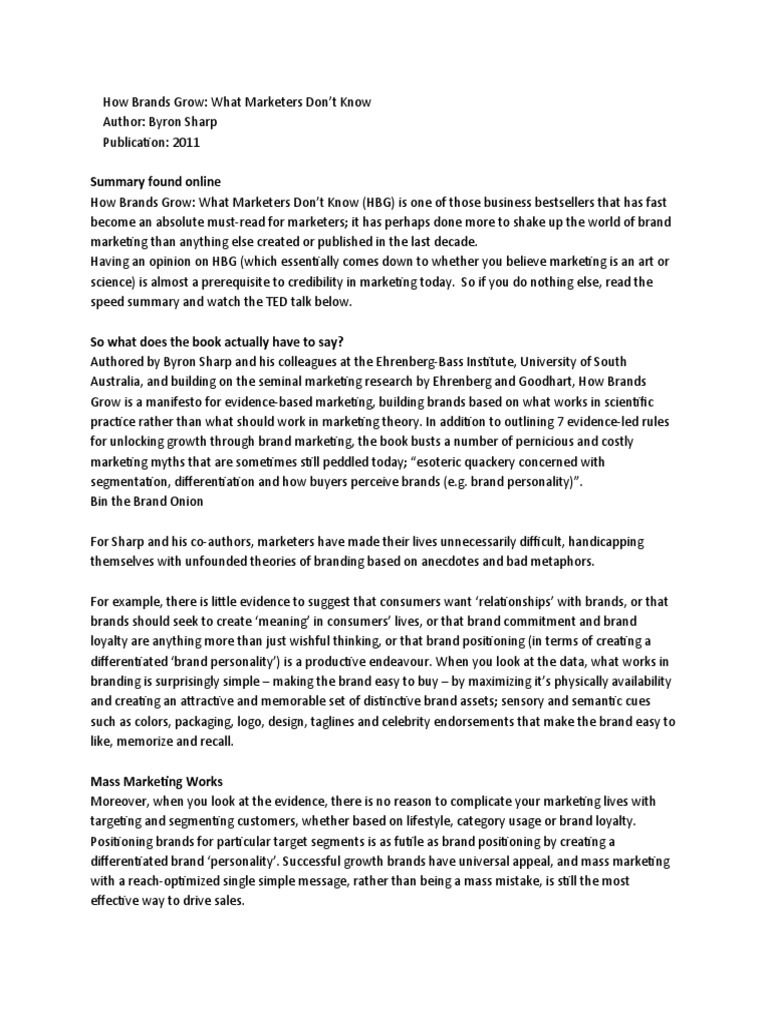 How Brands Grow: A Summary and Analysis of Byron Sharp's Landmark Book ...