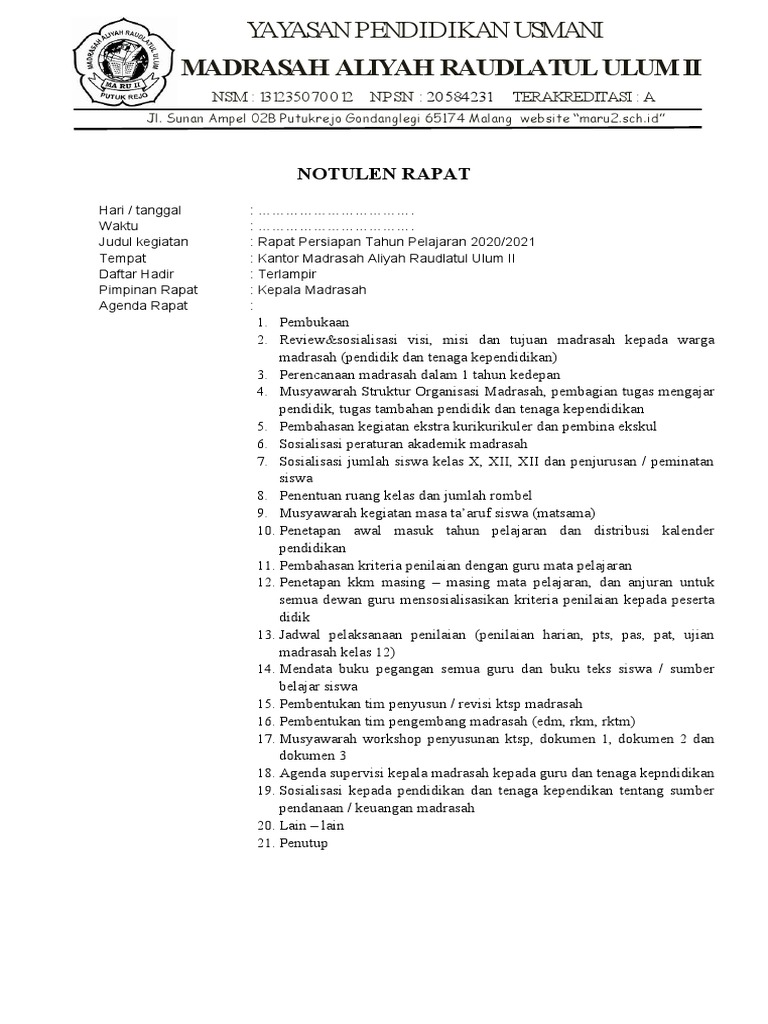 Notulen Rapat | PDF