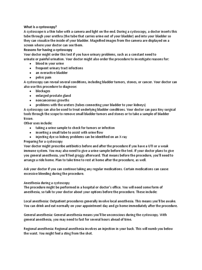 What Is A Cystoscopy? | PDF | Genitourinary System | Urology