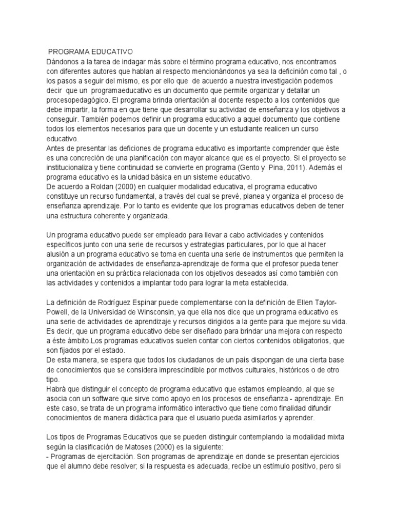 Definición y Estructura de Programas Educativos | PDF | Evaluación ...