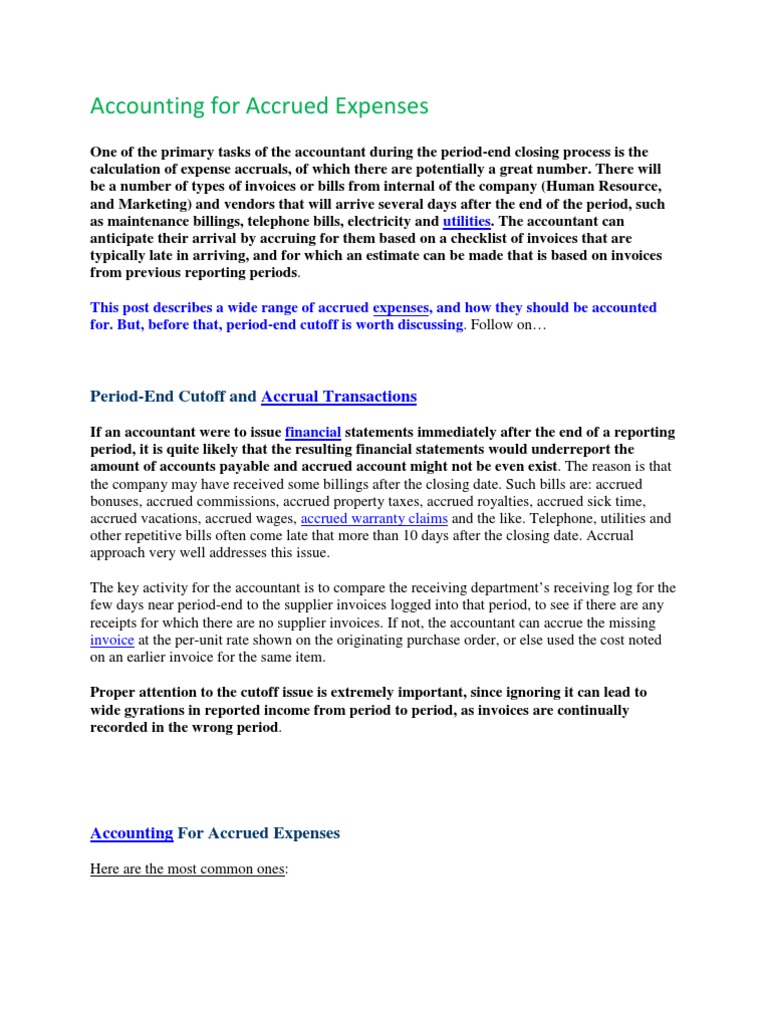 Accounting For Accrued Expenses | PDF | Debits And Credits | Accrual
