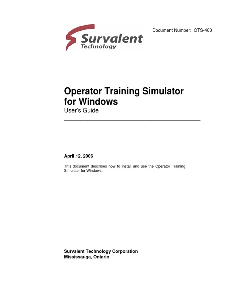 Operator Training Simulator For Windows: User's Guide | PDF | Scada ...