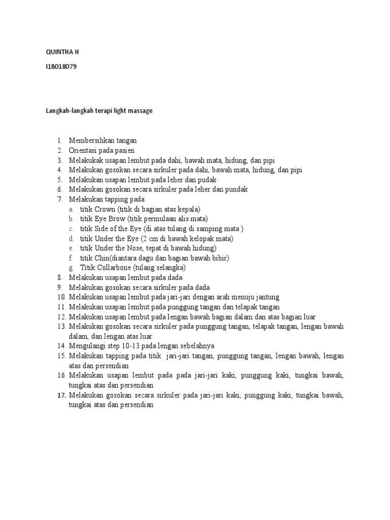 Teknik Terapi Light Massage | PDF
