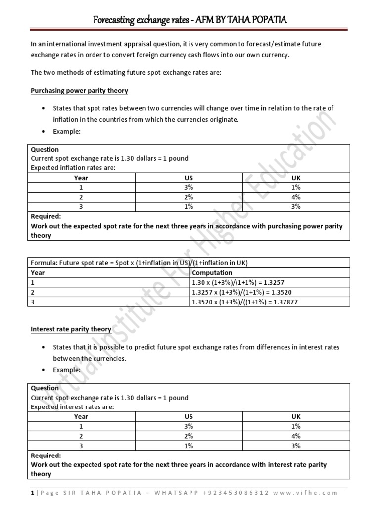 Forecasting Exchange Rates | PDF | Exchange Rate | Purchasing Power Parity