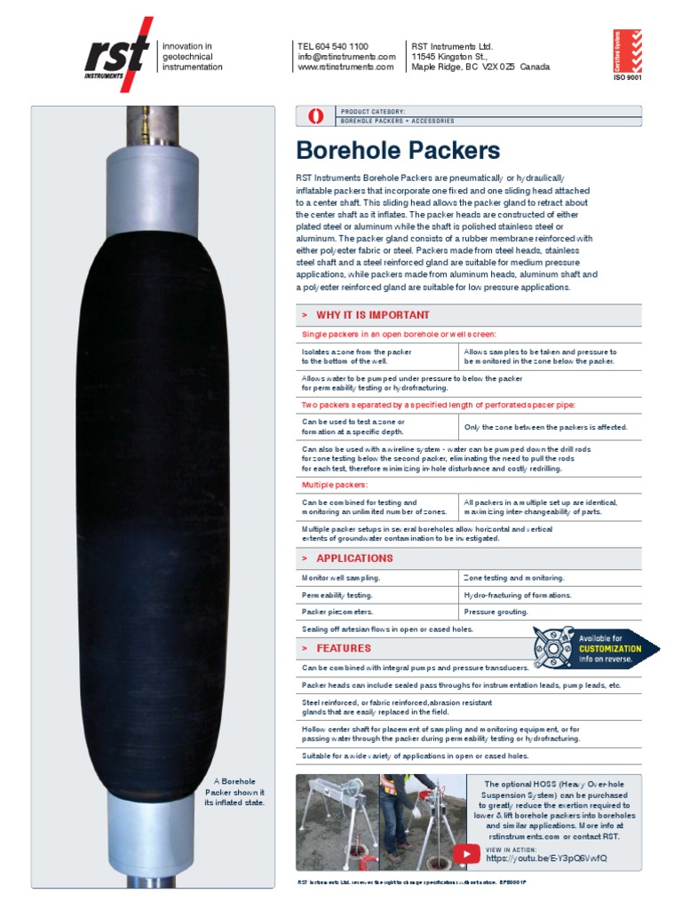 Borehole Packers BPB0001P | PDF | Borehole | Pipe (Fluid Conveyance)