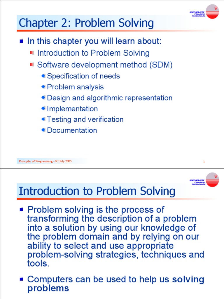 Chapter 2: Problem Solving: in This Chapter You Will Learn About | PDF | Computer Program ...