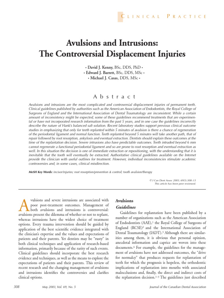 Avulsions and Intrusions: The Controversial Displacement Injuries | PDF ...