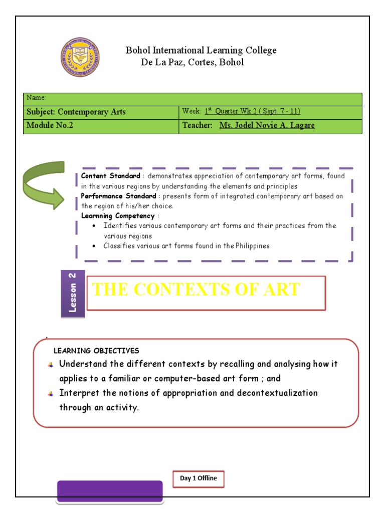 Contemporary Arts Module 2 | PDF | Narration | Psychological Concepts