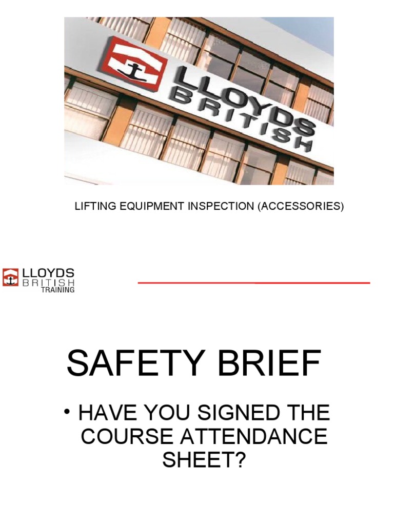 Lifting Equipment Inspection (Accessories) PowerPoint | PDF | Rope ...