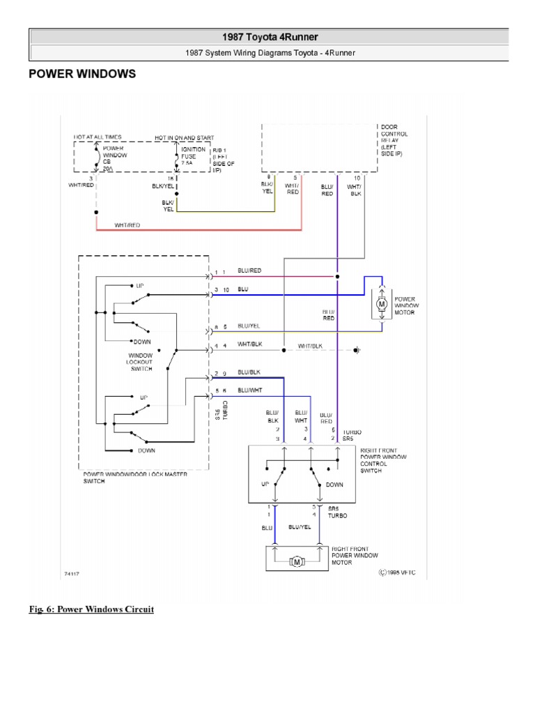 1987 Toyota 4Runner Power Window Diagram | PDF