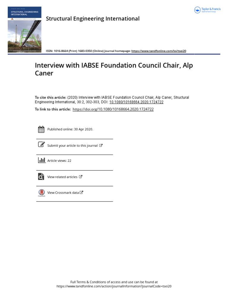 Interview With Iabse Foundation Council Chair Alp Caner 2020 1 | PDF
