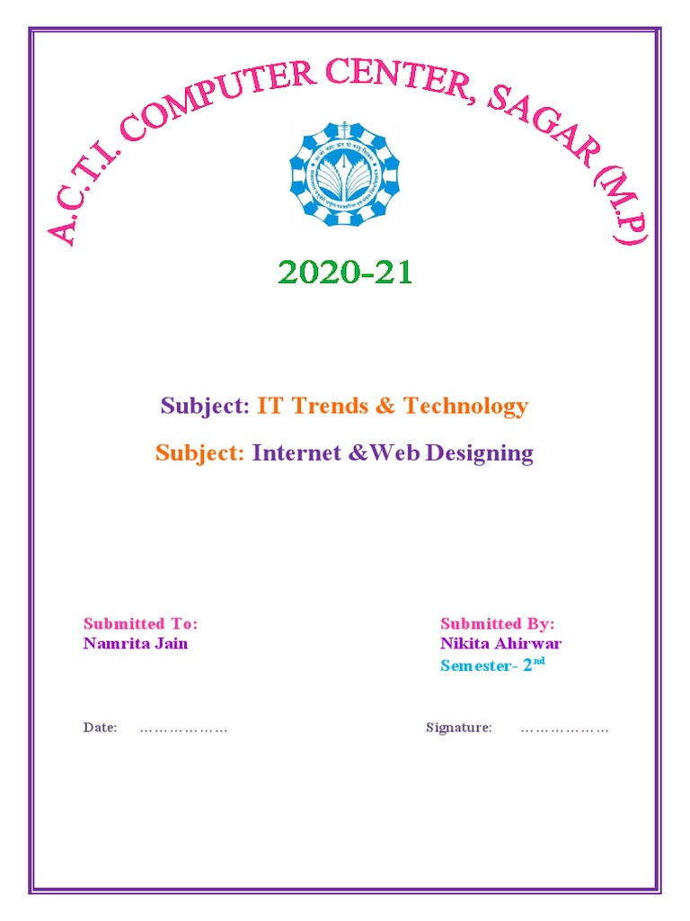 IT Trends & Technology Subject:: Subject: Internet &web Designing | PDF
