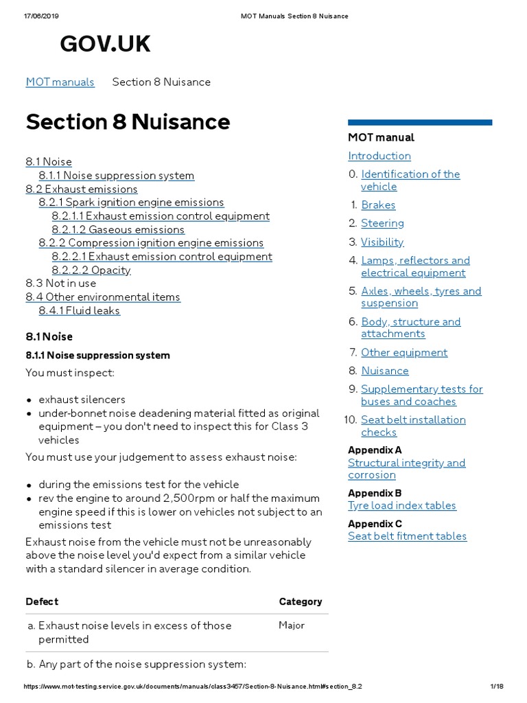 MOT Emissions and Noise Testing Guide | PDF | Exhaust Gas | Internal ...