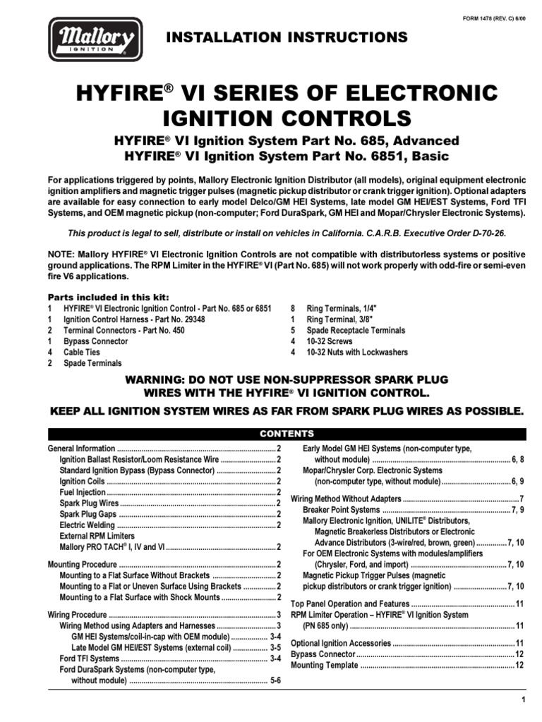 Hyfire Vi Series of Electronic Ignition Controls: Installation ...