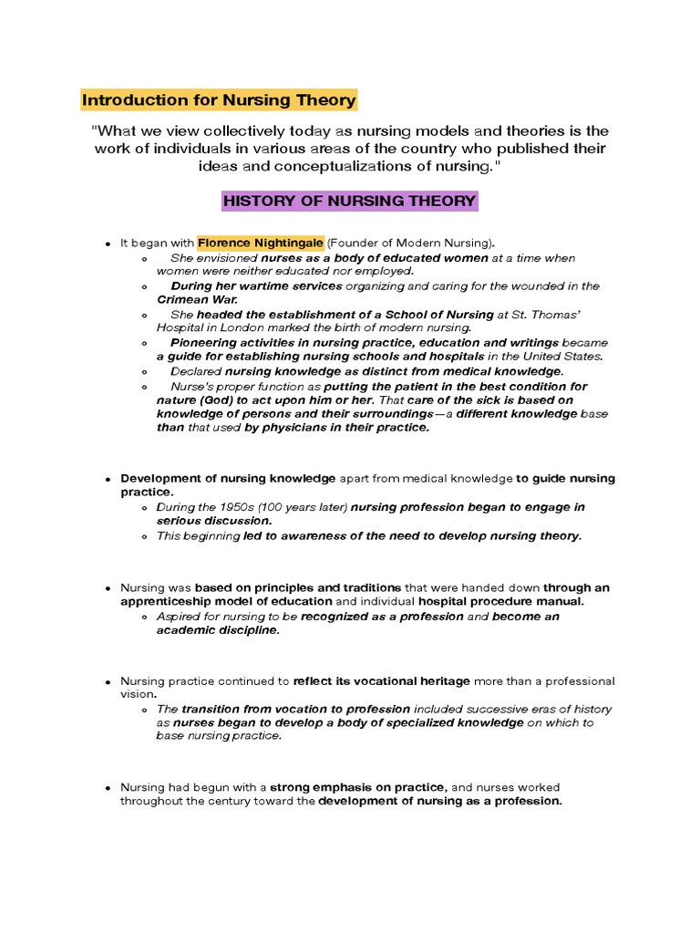 Introduction For Nursing Theory | Download Free PDF | Nursing | Theory
