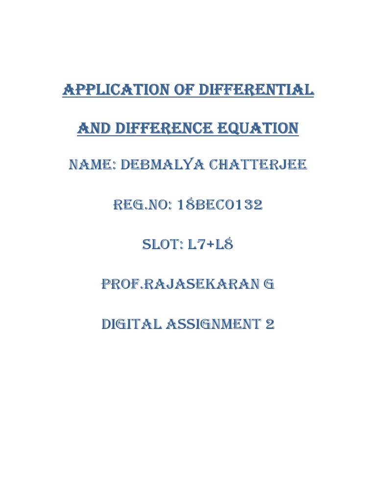 Application of Differential and Difference Equation | PDF