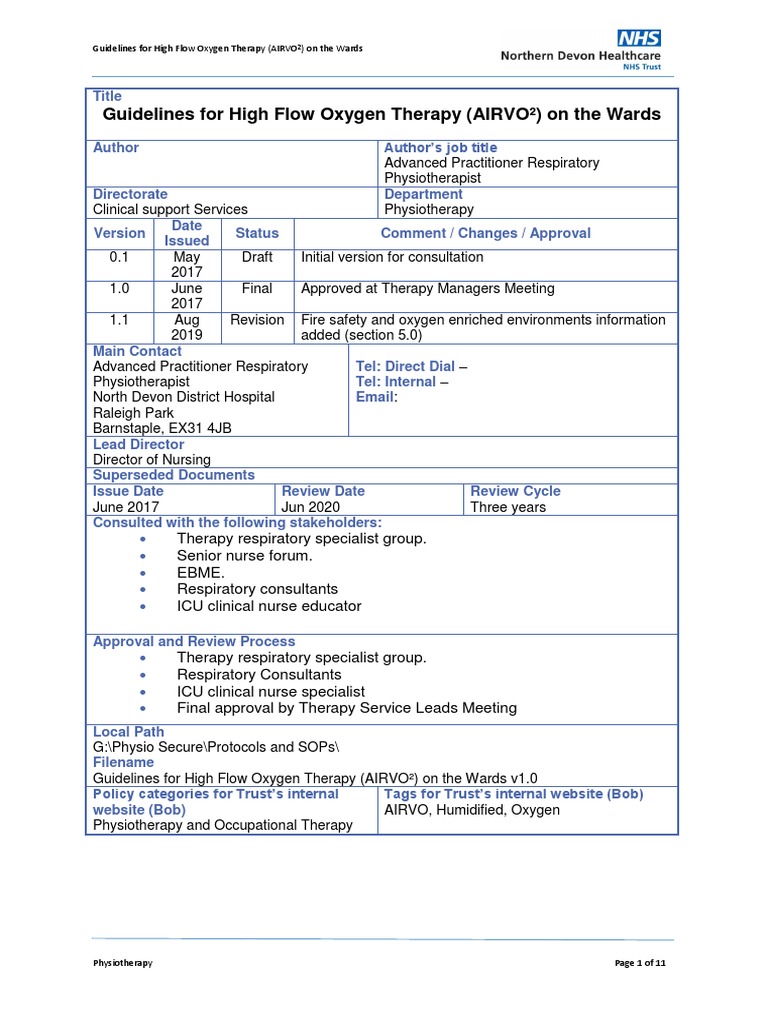 Oxygen Therapy Guidelines for Wards | PDF | Physical Therapy | Combustion