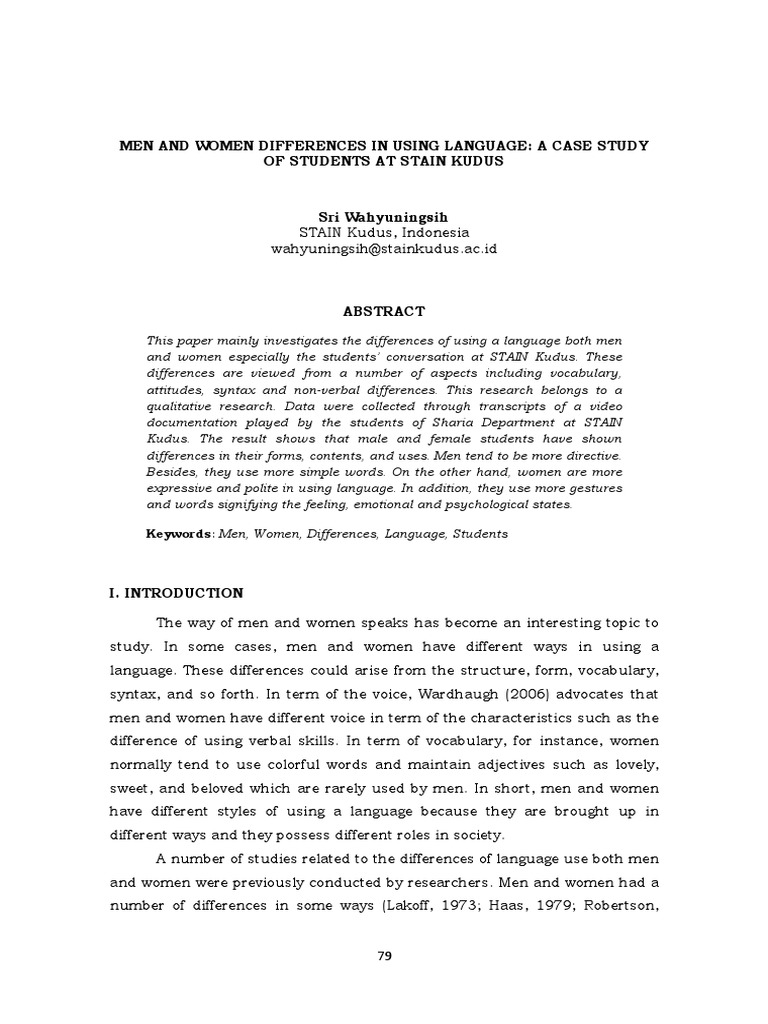 Men and Women Differences in Using Language A Case PDF | PDF | Gender ...