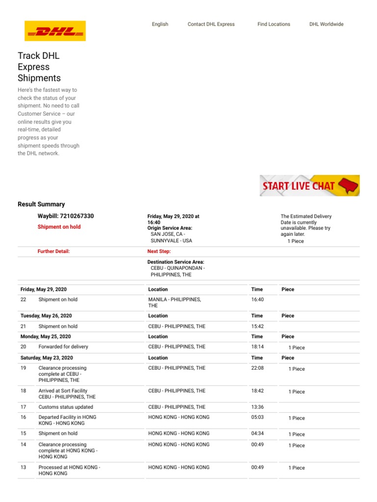DHL Shipment Tracking Status Update | PDF | Business