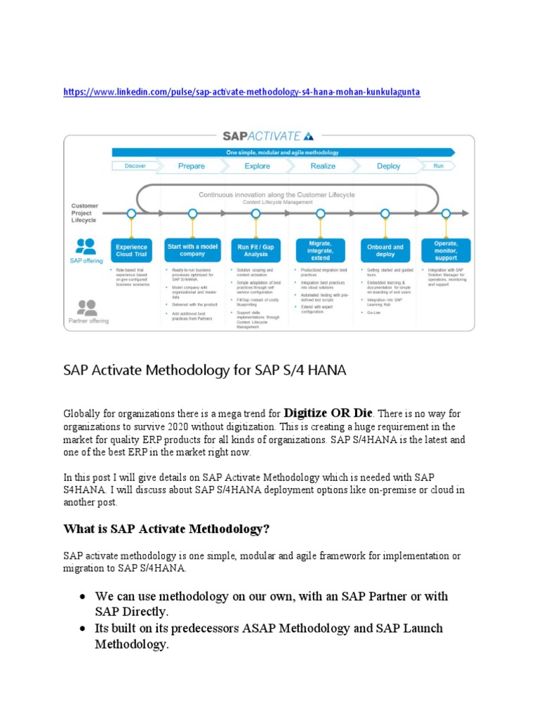SAP Activate Methodology Overview | PDF | Sap Se | Software Development ...