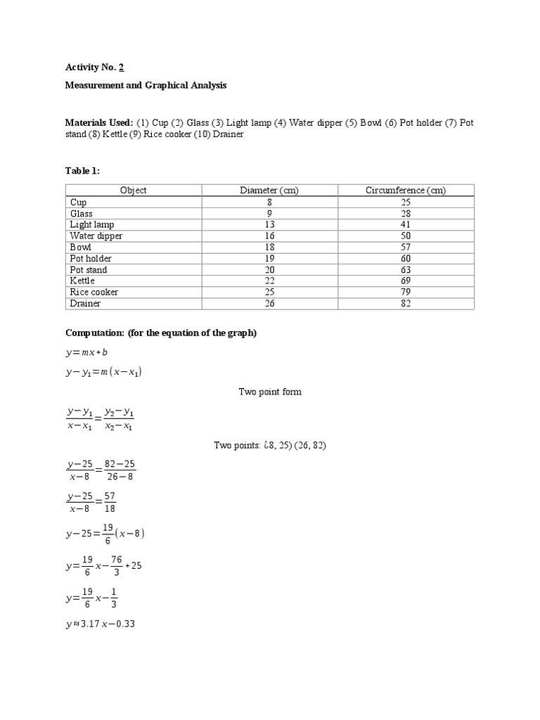 Activity No.2 - Measurement and Graphical Analysis | PDF | Slope | Distance