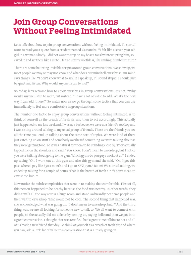 Join Group Conversations Without Feeling Intimidated | PDF | Conversation