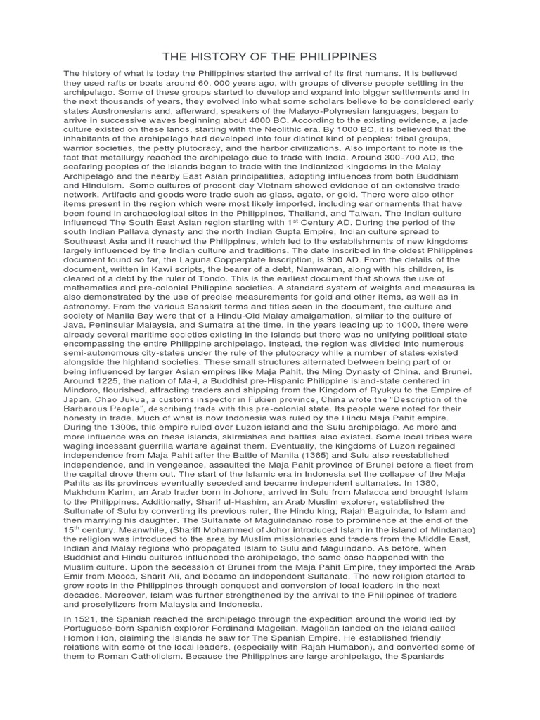 The History Of The Philippines Pdf Pdf Philippines Spanish Empire