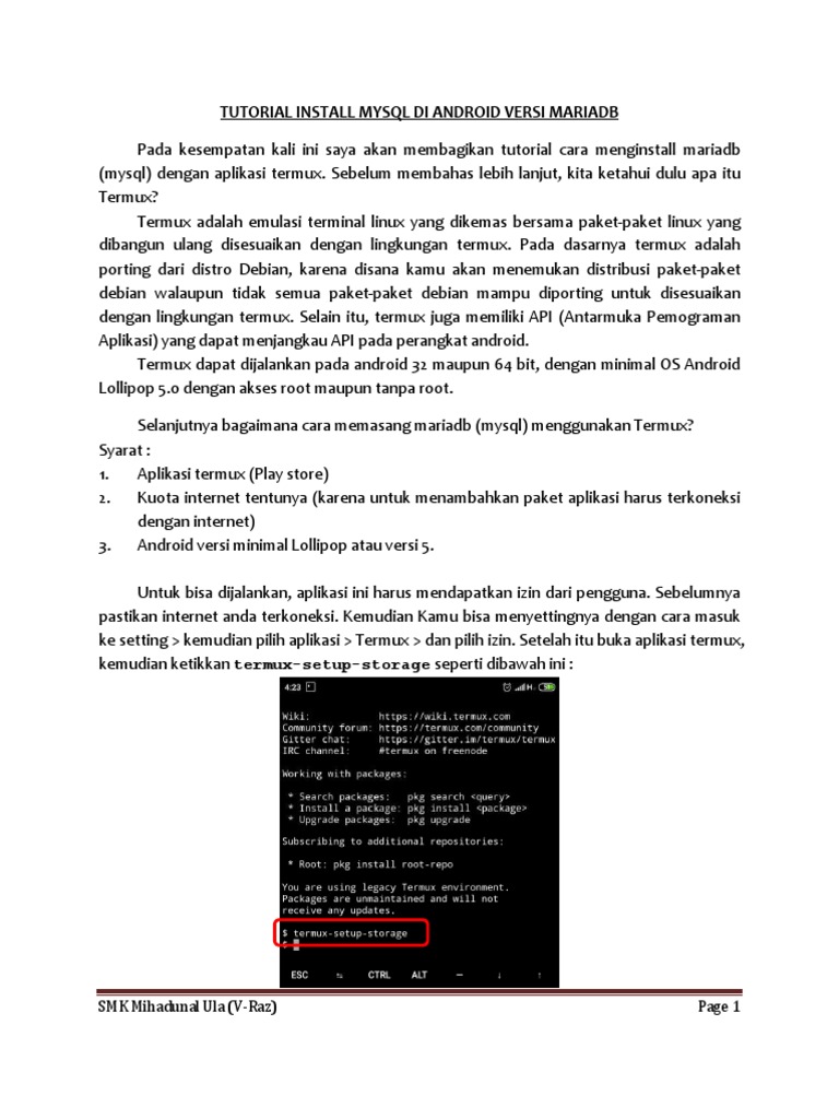 Tutorial Install Mysql Di Android Versi Mariadb Pdf