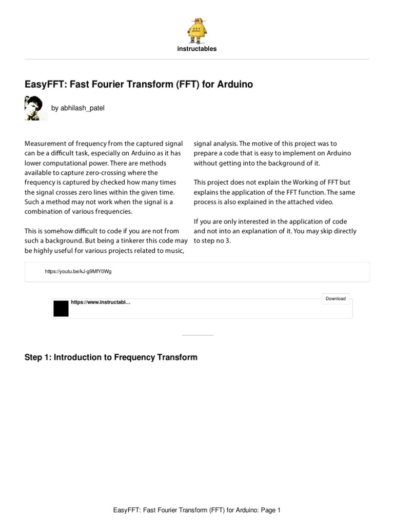 Easyfft Frequency Transform For Arduino Pdf Pdf Fast Fourier Transform Computer Programming 