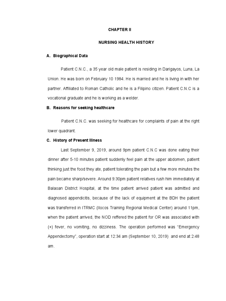 CHAPTER II (Case Study) Surgery Ward | PDF | Patient | Health Care