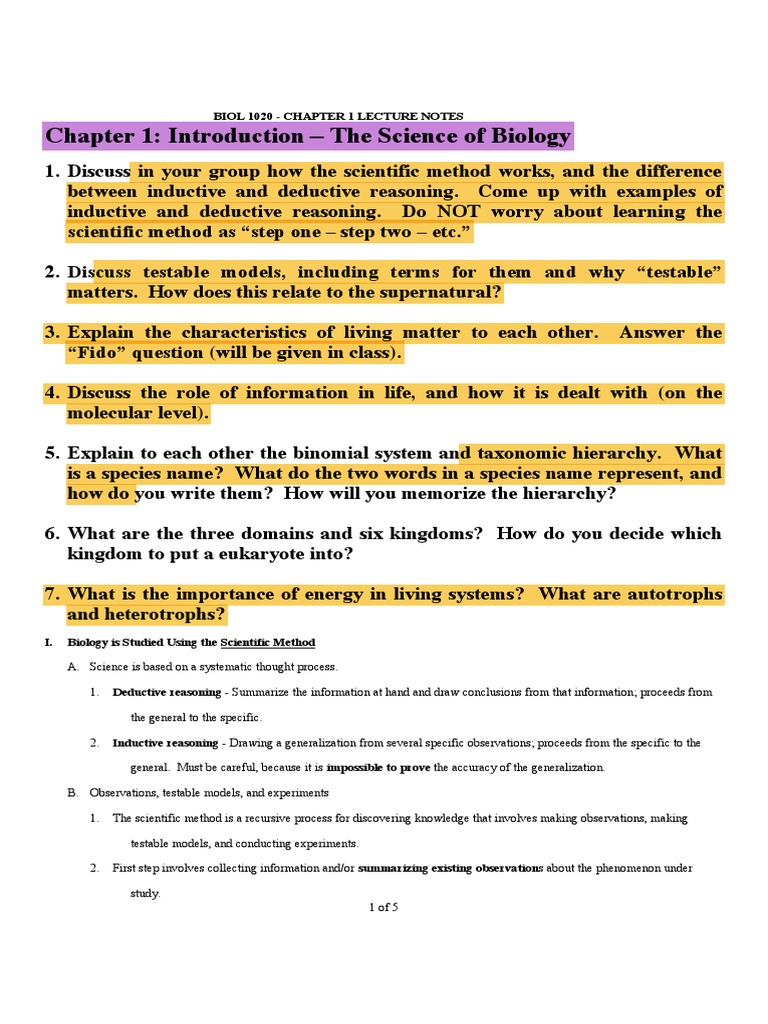Chapter 1: Introduction - The Science of Biology: Biol 1020 - Chapter 1 ...