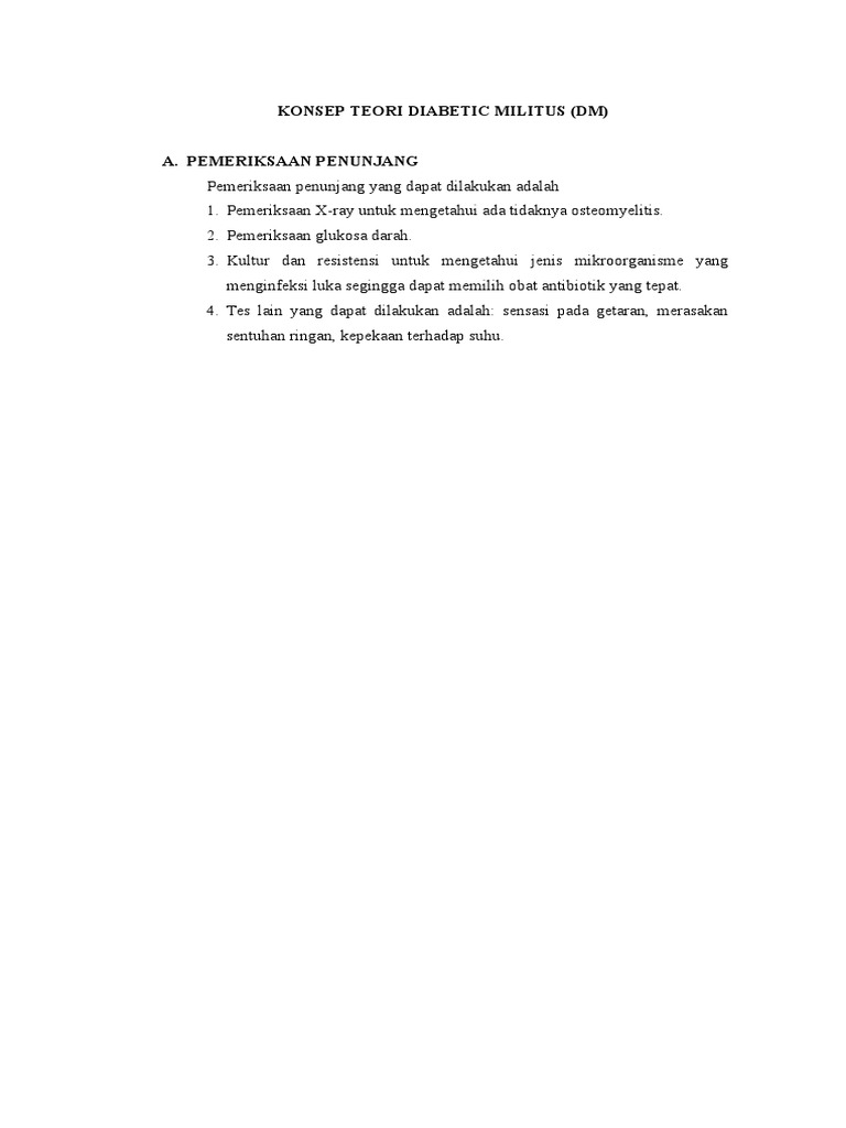 Pemeriksaan Penunjang Diabetic Militus (DM) | PDF | Kesehatan Holistik ...