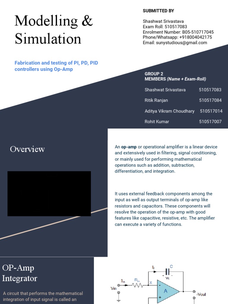 Modelling & Simulation: Fabrication and Testing of PI, PD, PID ...