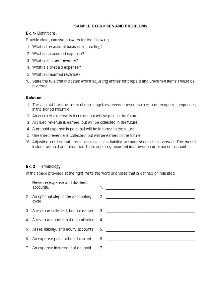 Sample Exercises and Problems (Accounting Cycle) | PDF | Deferral | Accrual