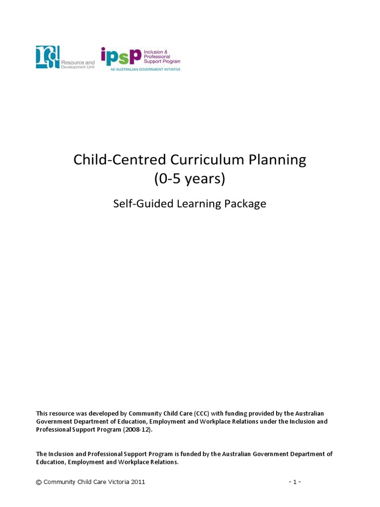 Child-Centred Curriculum Planning (0-5 Years) : Self-Guided Learning ...