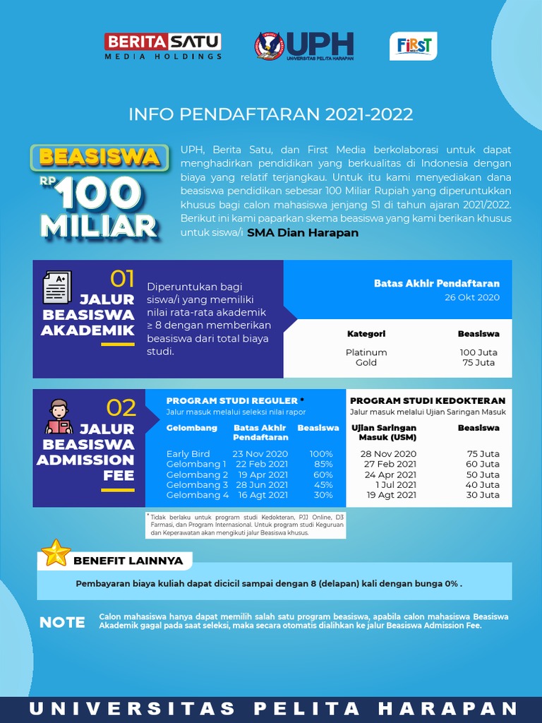 Informasi Pendaftaran UPH 2021-2022 (SDH) PDF | PDF