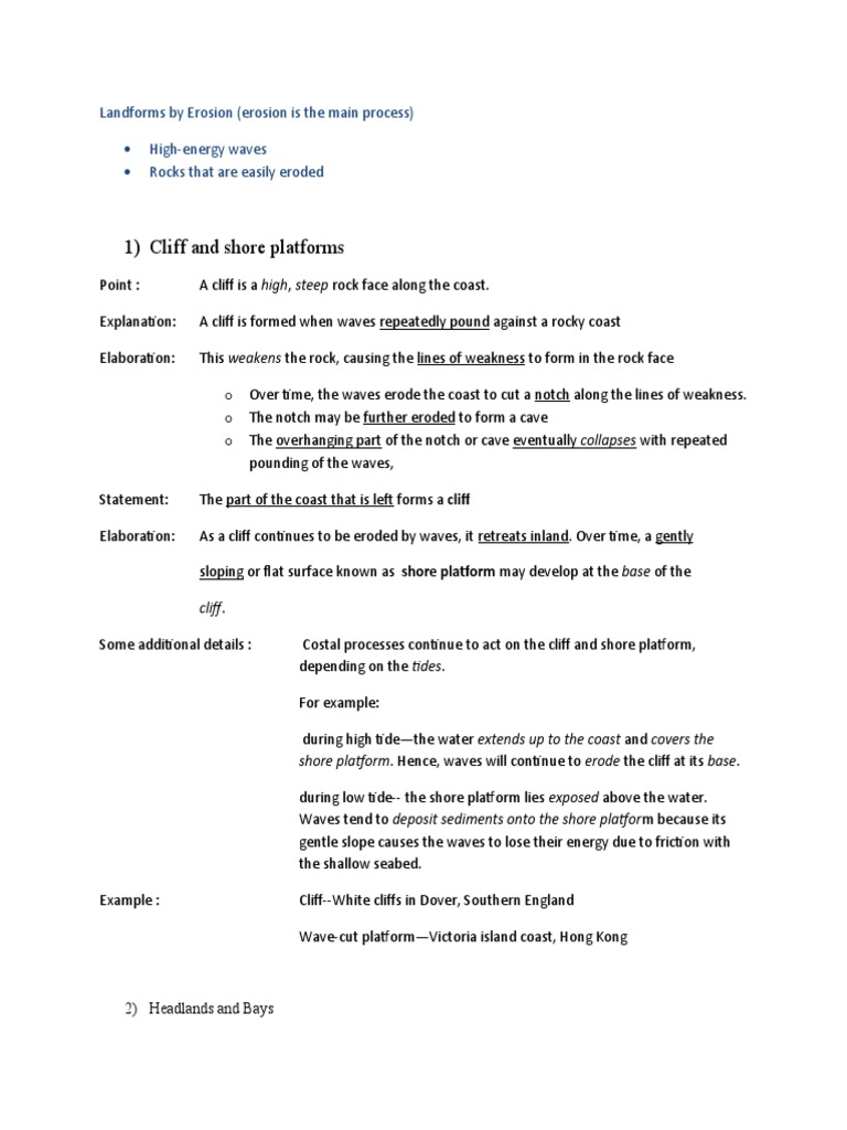 Geography Elective - Coast Notes | PDF | Beach | Dune