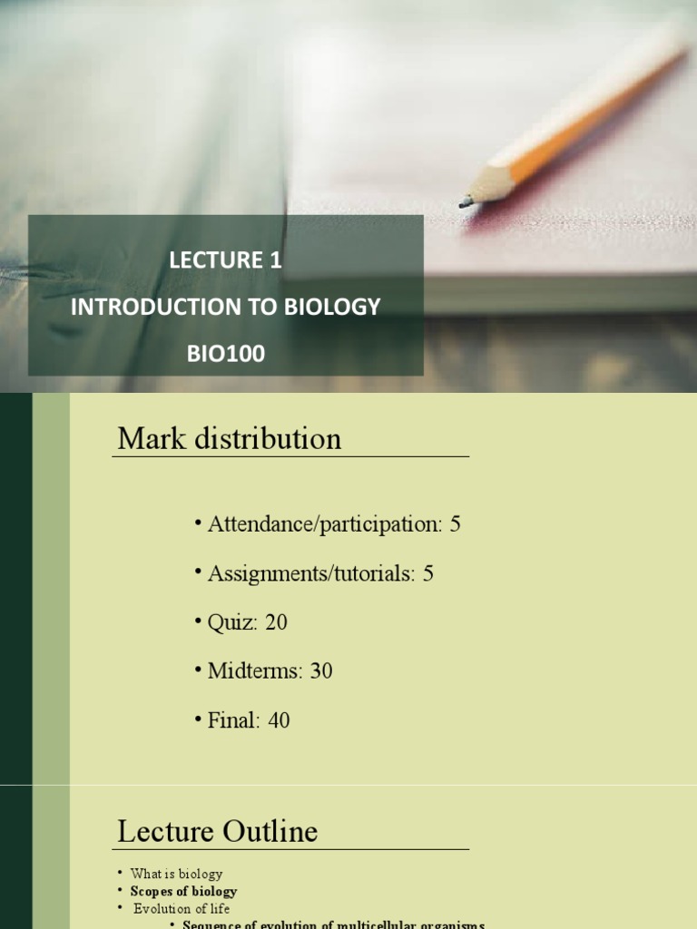 Introduction To Biology BIO100 | PDF | Taxonomy (Biology) | Biology