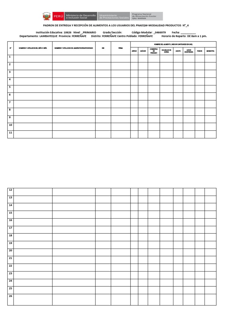 Padrón Completo Word-Primaria | PDF
