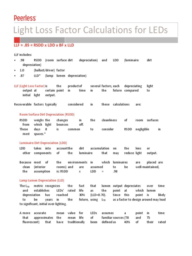 Light Loss Factor Calculations For LEDs PDF | PDF | Components ...