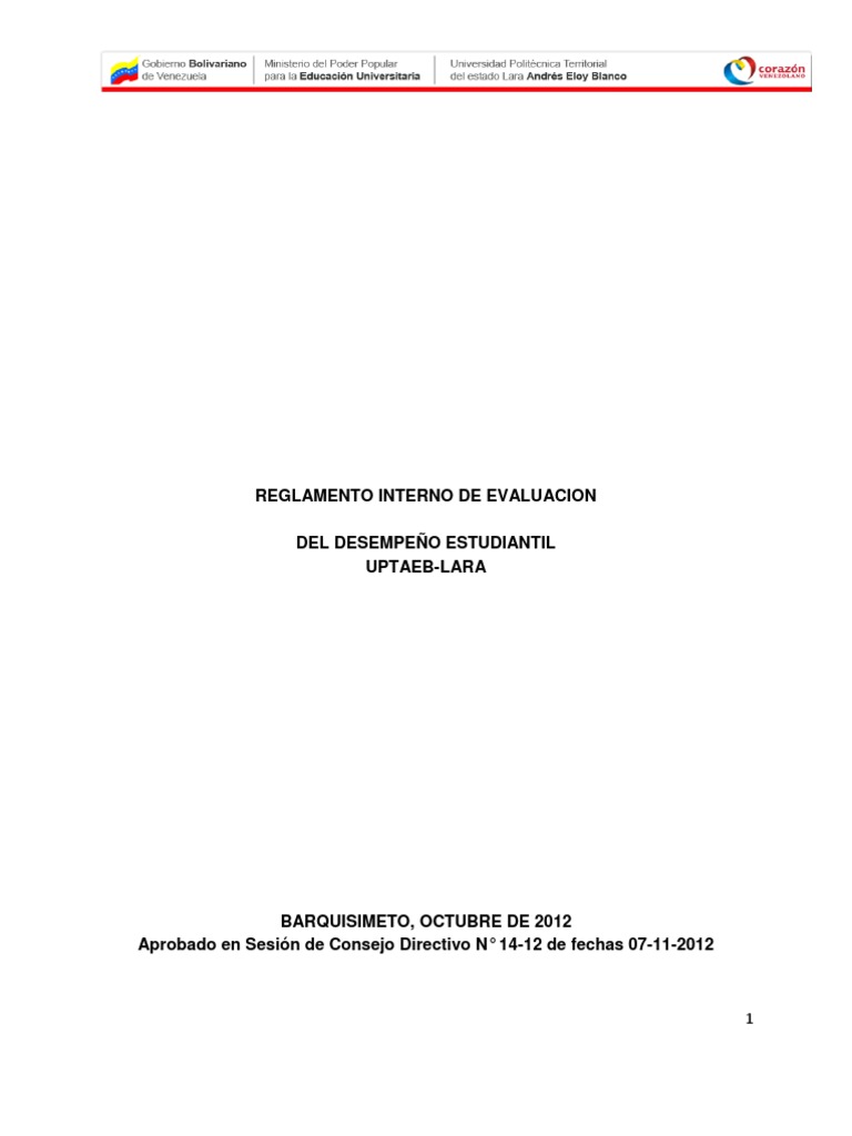 Reglamento Interno de Evaluacion | PDF | Evaluación | Universidad
