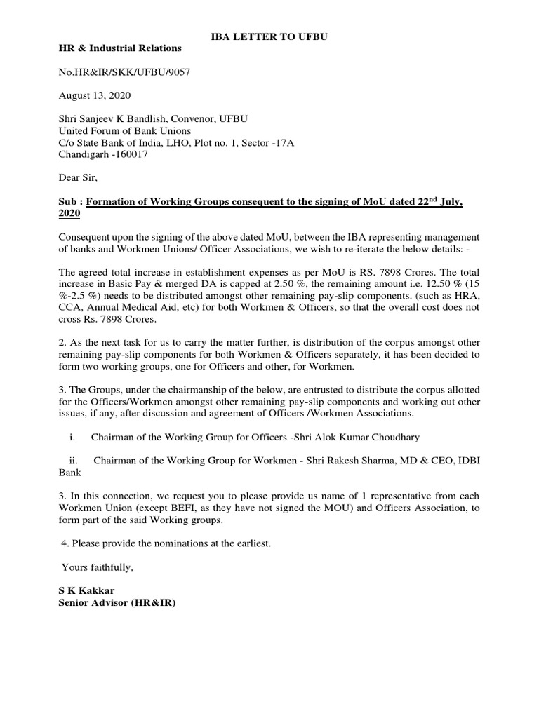Iba Letter To Ufbu | PDF