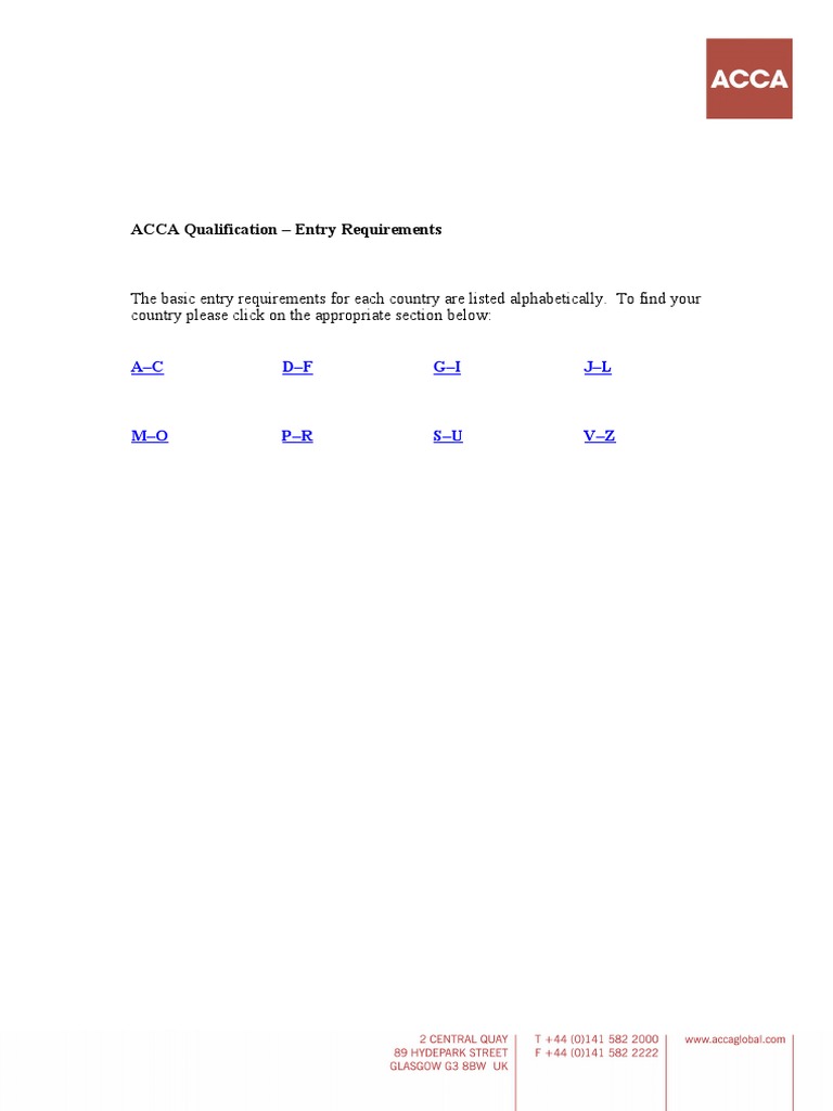 ACCA Qualification - Entry Requirements | PDF | High School Diploma ...
