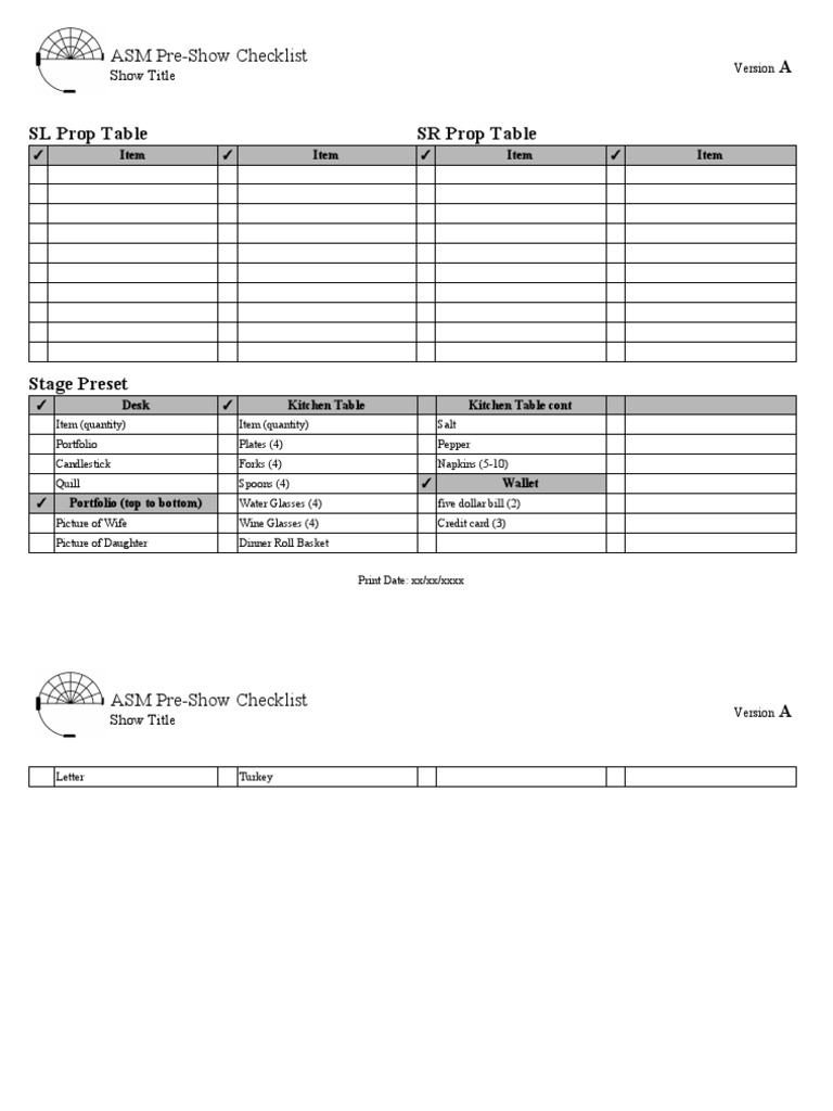ASM Pre-Show Check-List PDF | PDF
