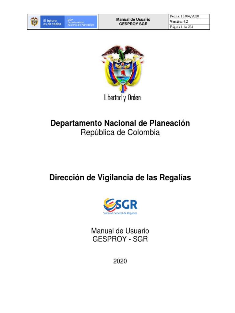 Guía actualizada del Sistema de Gestión y Monitoreo a la Ejecución de Proyectos (GESPROY SGR ...