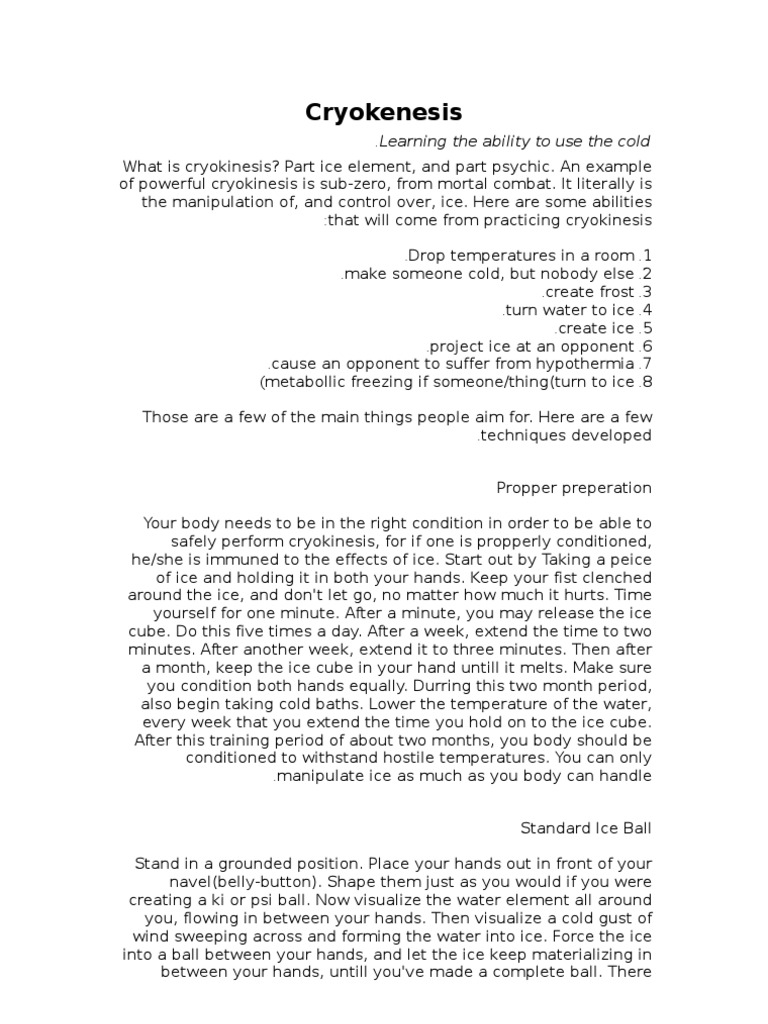 Cryokinesis | PDF | Ice | Temperature