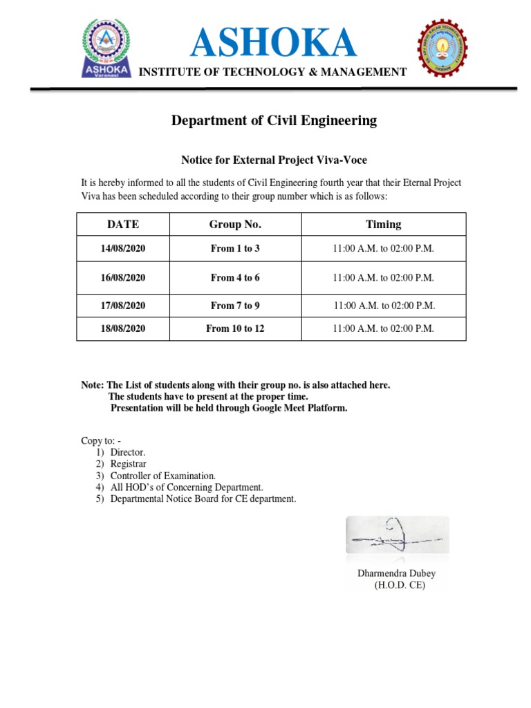Civil Engineering Project Viva Schedule | PDF | Civil Engineering | Sikhism