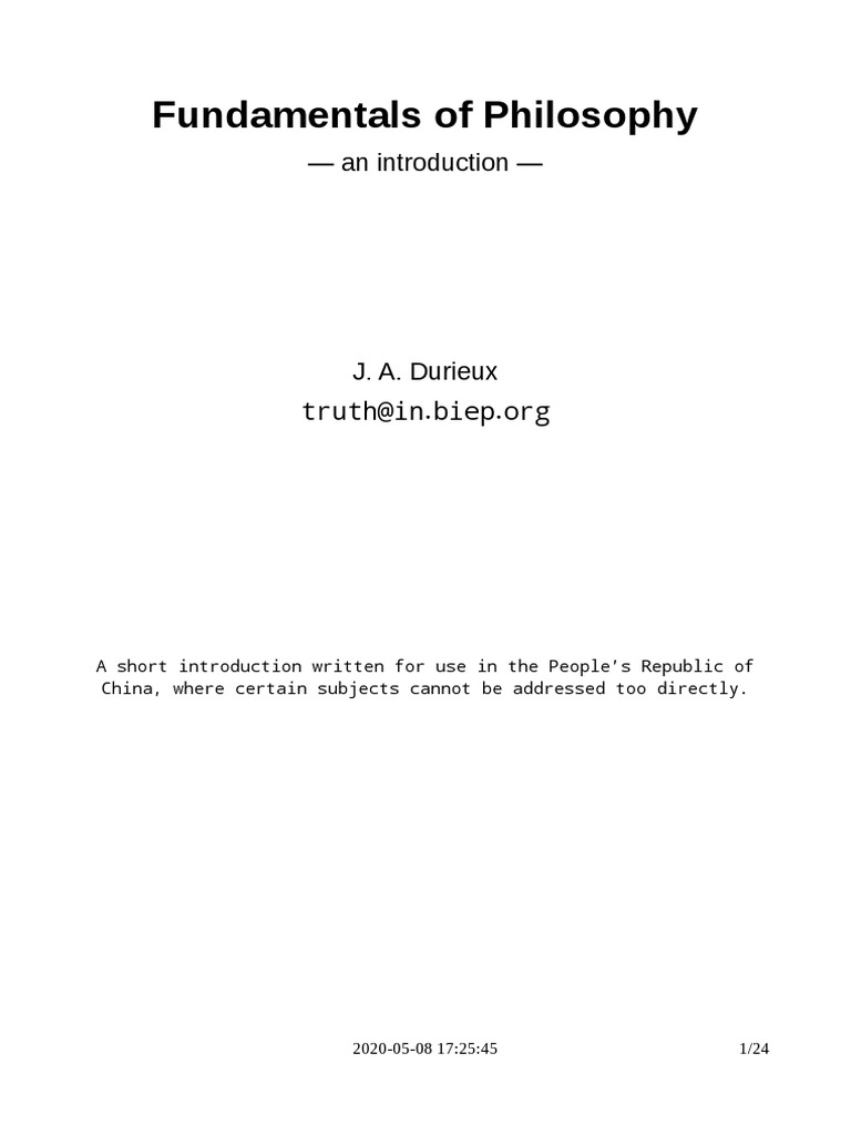 Fundamentals of Philosophy | PDF | Free Will | Inductive Reasoning